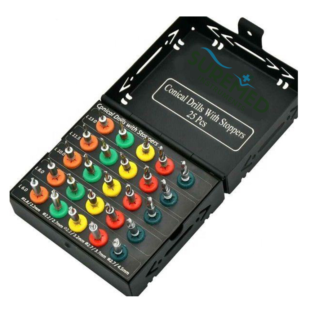 Conical Drill Kit with Stoppers - 25 Piece