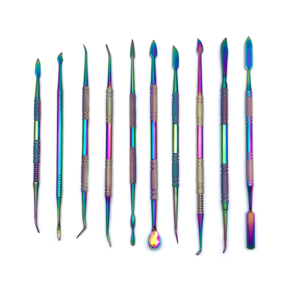 Dental Lab Kit 10 Pcs Titanium Color Wax Carving Set