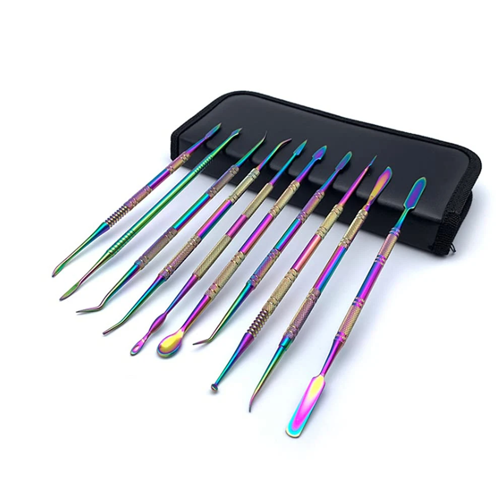 Dental Lab Kit 10 Pcs Titanium Color Wax Carving Set