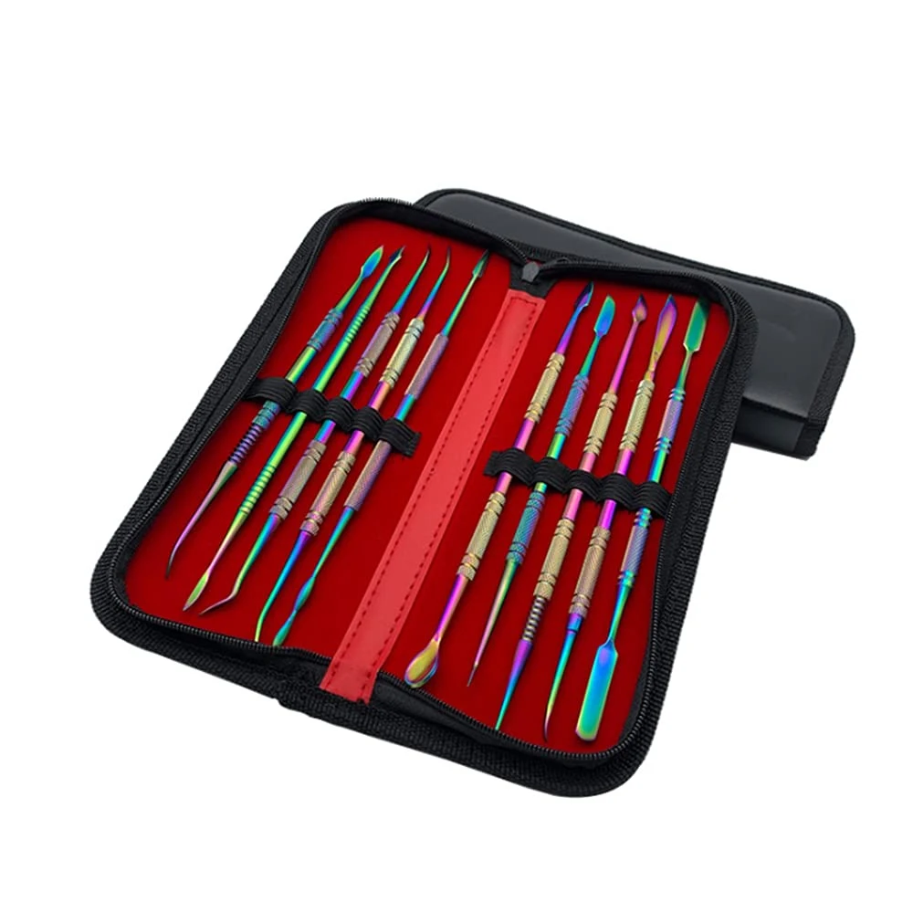 Dental Lab Kit 10 Pcs Titanium Color Wax Carving Set